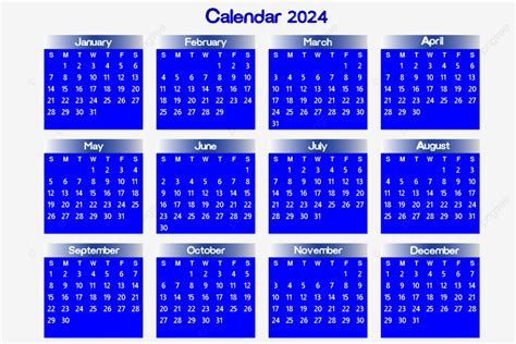 Calendario Color Azul Para Todo El A O Vector Png Dibujos