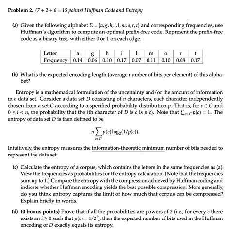 solved problem 2 7 2 6 15 points huffman code and