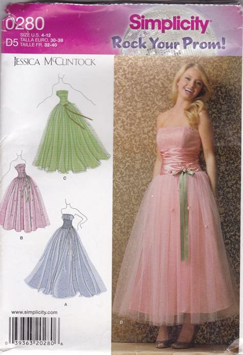 Prom Dress Pattern Simplicity 0280 3878 Sizes 4 12 Uncut Etsy Prom