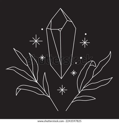 Mineral Crystal Stone Stars Plants Floral Stock Vector Royalty Free