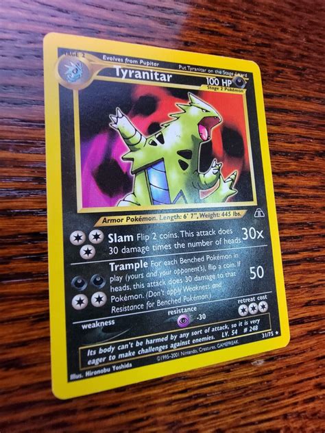 Tyranitar Non Holo Rare 31 75 Neo Discovery Set Vintage Pokemon Card LP