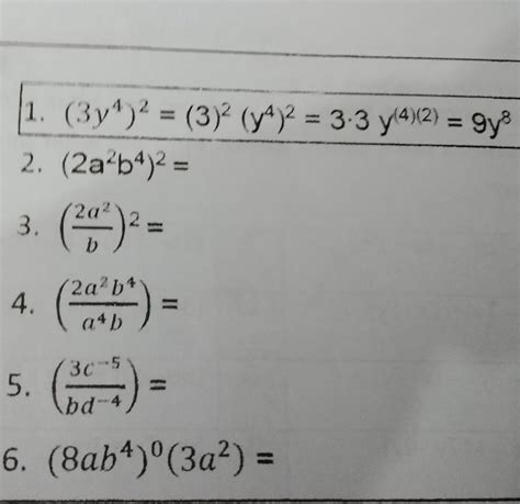 b simplify the following expressions by applying the laws of exponents number 1 is done for you