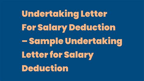 Undertaking Letter For Salary Deduction Sample Undertaking Letter For