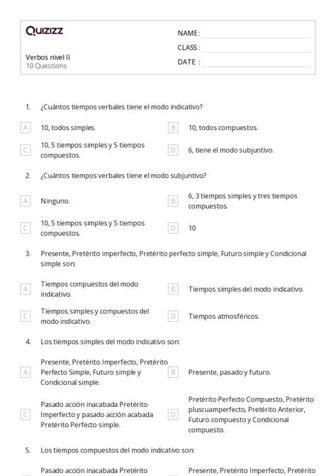 50 Verbos En Tiempo Futuro Hojas De Trabajo Para Grado 1 En Quizizz