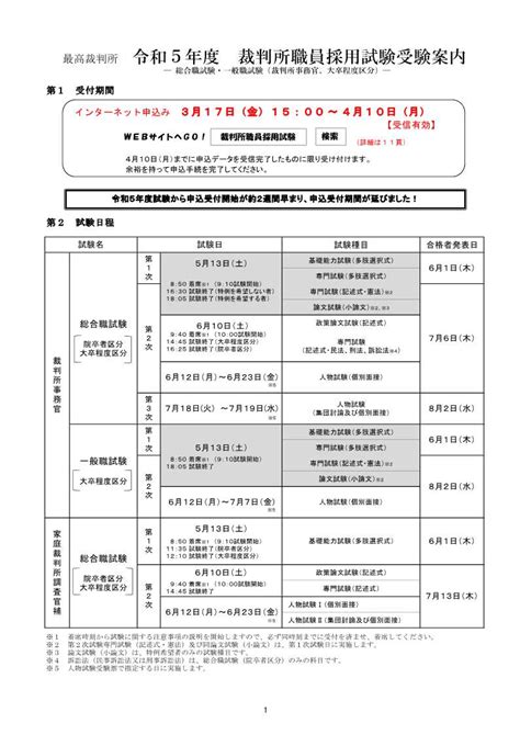 受験案内 裁判所