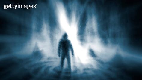 Spooky Dark Monk 2D Illustration One Hooded Man Stands Inside Cave