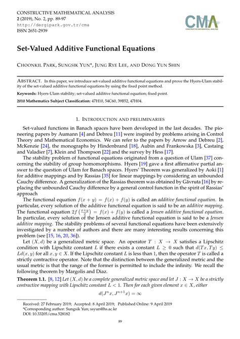 pdf set valued additive functional equations