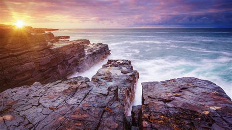 Wallpaper Sunlight Landscape Sunset Sea Water Rock Nature