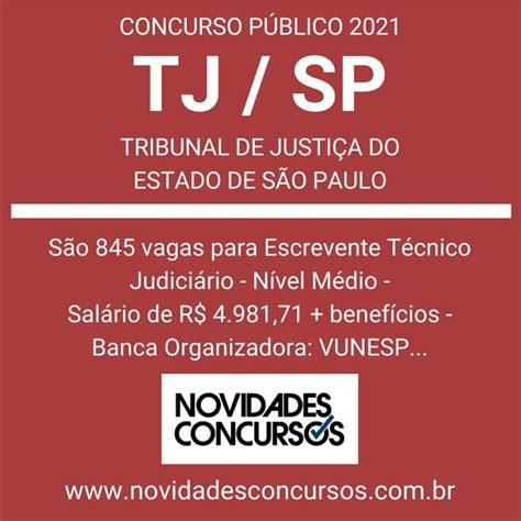 Concurso Escrevente Técnico Judiciário do TJ SP 2021 Sao