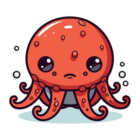 Lindo personaje de pulpo ilustración vectorial de pulpo de dibujos