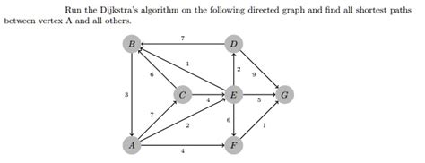 solved run the dijkstra s algorithm on the following directed graph and find all shortest paths