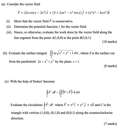 solved consider the vector field f 2x cos y 2z 3 i