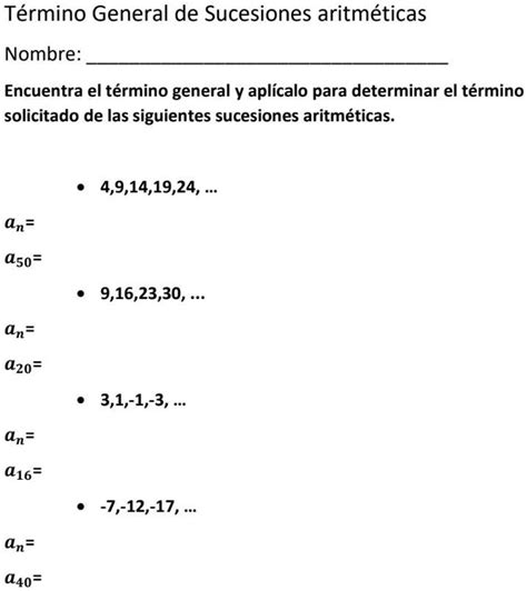 SOLVED AYUDAAA PORVAFOR Término General de Sucesiones aritméticas