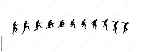Man Running And Jumping Sequence Vector Illustration Frames Collection