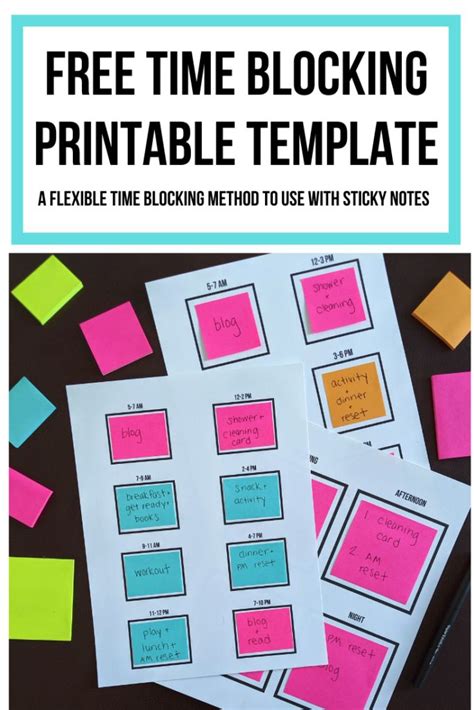 Sticky Note Time Blocking Printable Template Let S Live And Learn