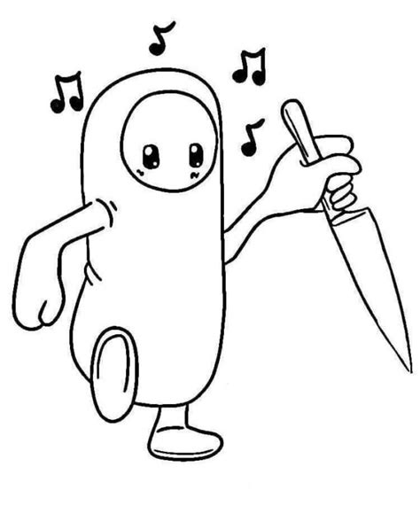 Coloriage Personnage Stumble Guys avec un arme dessin gratuit à imprimer