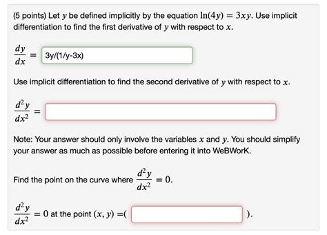 solved let y be defined implicitly by the equation