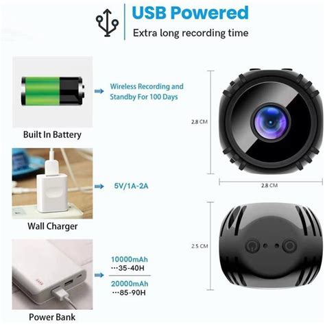 W8 Mini Camera Espion sans Fil HD 1080P Spy Caméra de Surveillance WiFi