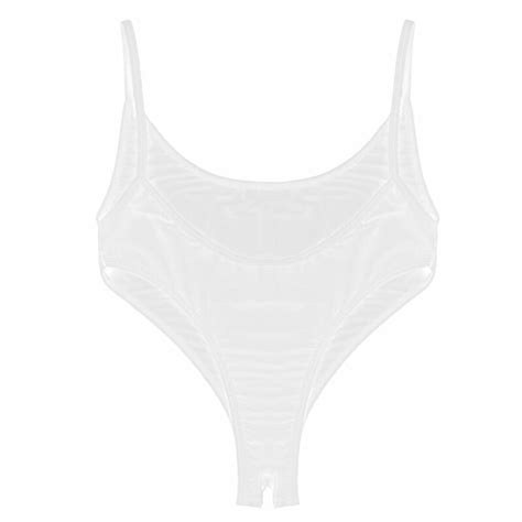 Women Sheer Crotchless Thong High Cut Bikini Swimwear Bathing One Piece Swimsuit Ebay
