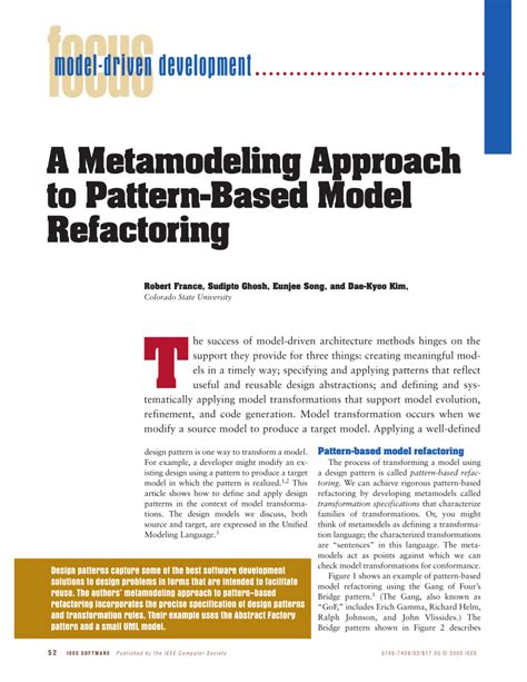pdf a metamodeling approach to pattern based model refactoring