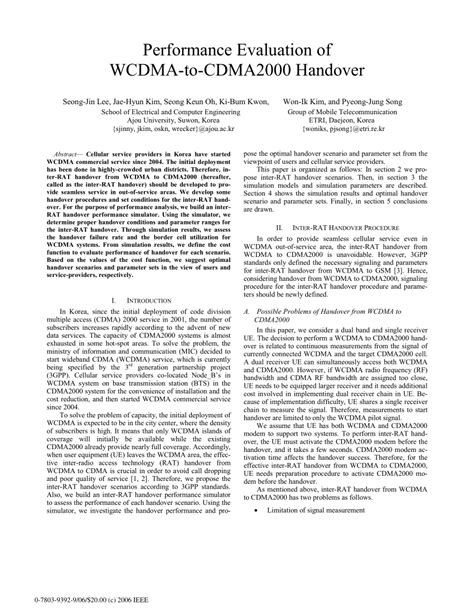 pdf performance evaluation of wcdma to cdma2000 handover
