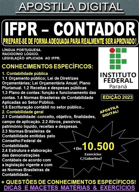 Apostila IFPR CONTADOR Teoria 10 500 Exercícios Concurso 2023