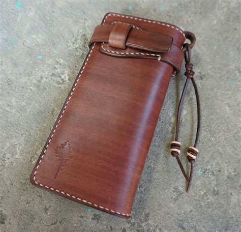 Cartera Biker Cartera Larga Cuero Curtido Vegetal Cartera De Cadena