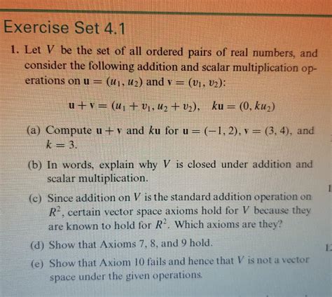 solved 1 let v be the set of all ordered pairs of real