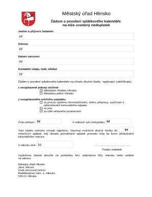 Fillable Online Hlinsko Dost O Povolen Spltkovho Kalende Hlinsko Fax