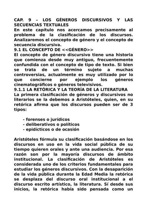 Cap 9 Los géneros discursivos y las secuencias textuales CAP 9