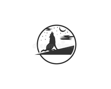 Silhouette De Loup De Nuit Hurler Logo Design Illustration De Vecteur