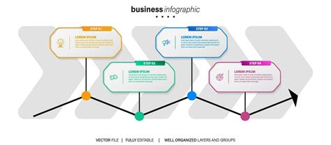 Business Infographics Template Timeline With 4 Steps Circles Options