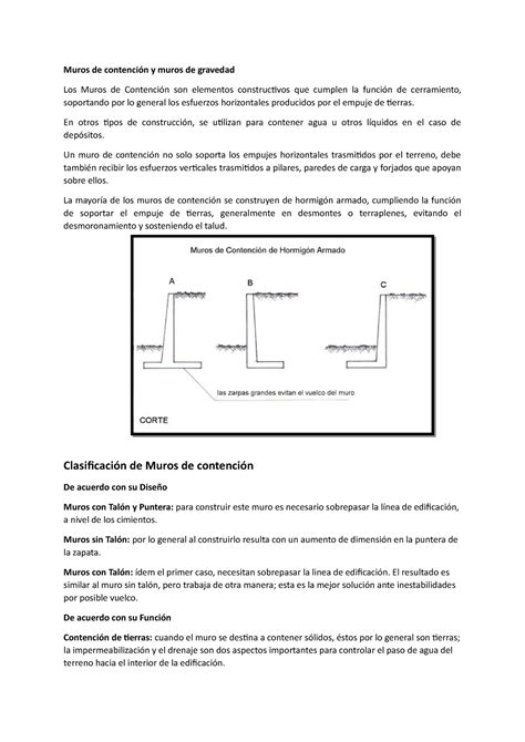 Muros de contención y muros de gravedad Muros de contención y muros