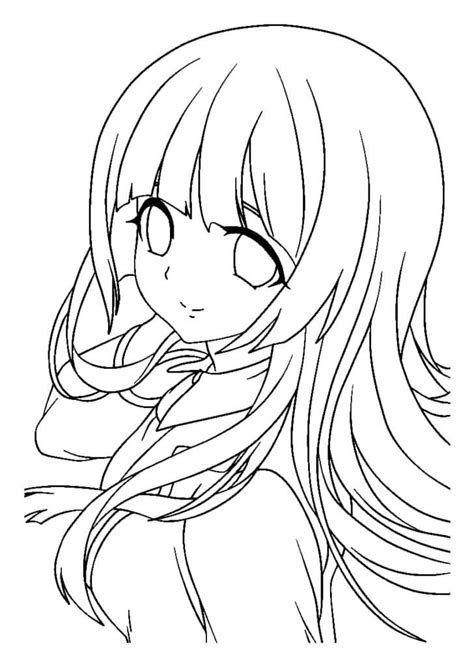 Coloriage Une Jolie Fille Manga télécharger et imprimer gratuit sur