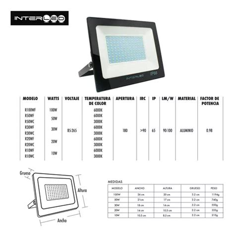 Reflector Led Ultra Slim Full Power 50w Luz Blanca 5 Pzs En Venta En