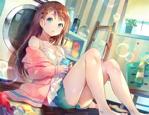 Tapety Dziewcząt anime Oryginalne znaki brunetka długie włosy