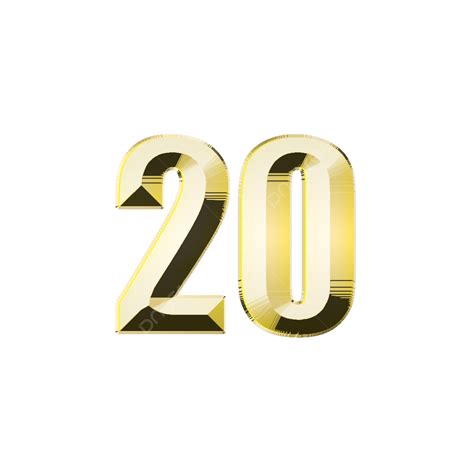 Efecto De Texto Dorado 3d Número Veinte PNG Número Efecto De Texto