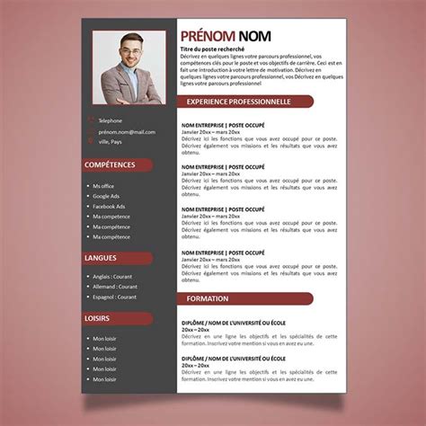 Mod Les De Cv Gratuit T L Charger En Powerpoint Et Word