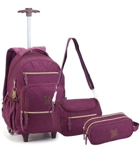 Mochilas Escolares Rodinhas Femininas Lancheira Estojo