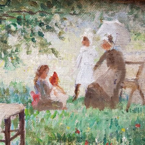 Proantic An Oil On Canvas Of Figures Sitting In A Nineteenth Garden