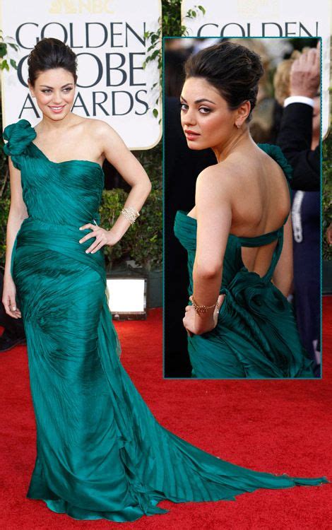 Mila Kunis In Green Vera Wang Dress For Golden Globes 2011 Green Dress Grecian Dress