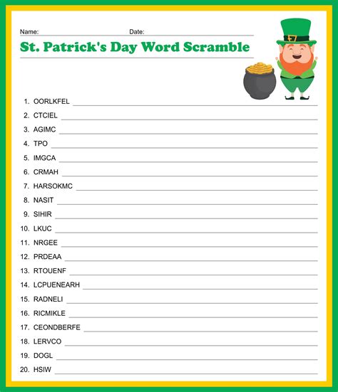 Printable Word Scramble Sheets