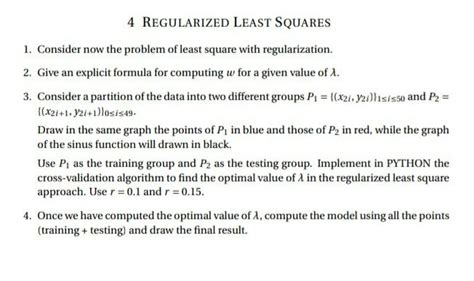 4 regularized least squares 1 consider now the