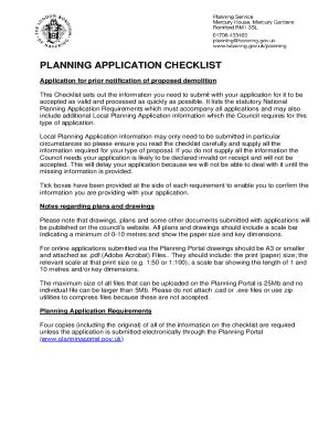 Fillable Online Planning Application Checklist Planning Fax Email