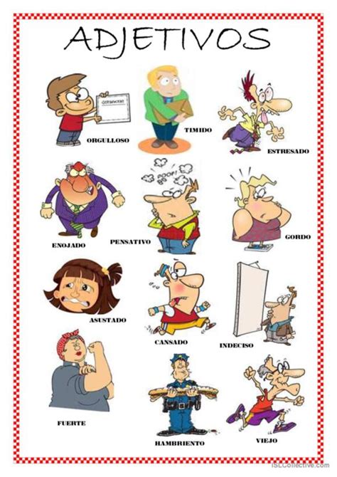 166 Adjetivos Español ELE hojas de trabajo pdf doc