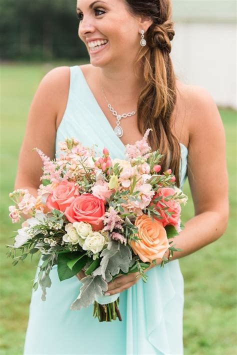Coral And Mint Green Wedding Color Palettes Mismatched Coral And