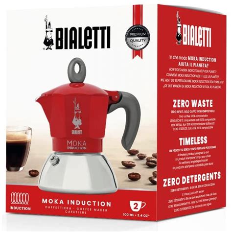 Bialetti New Moka Induction RED Espressokocher für 2 Tassen Xenudo