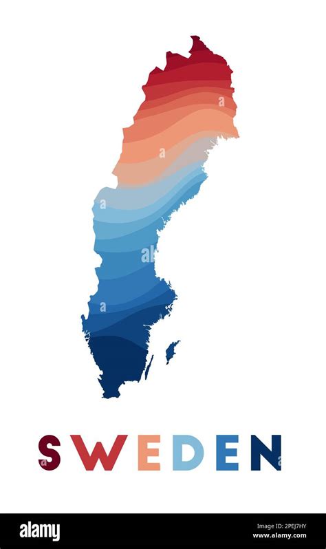 Mapa de Suecia Mapa del país con hermosas ondas geométricas en colores