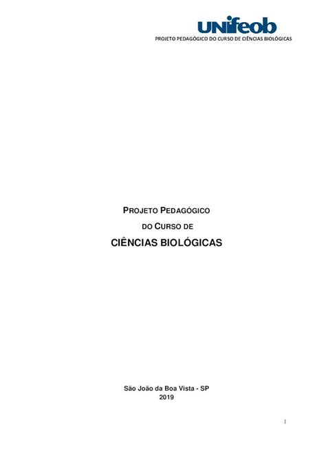 Pdf Ci Ncias Biol Gicas Projeto Pedag Gico Do Curso De Ci Ncias