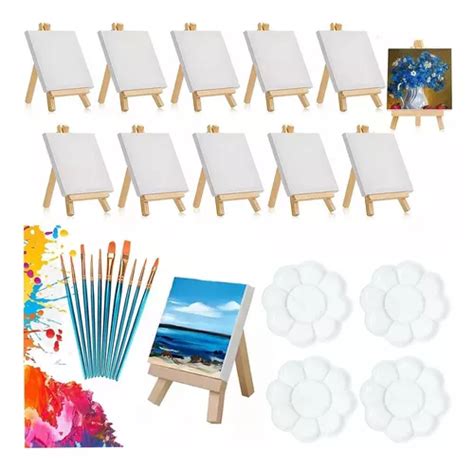 Mini Caballete De Madera Con Lienzo Para Pintura Meses Sin Inter S